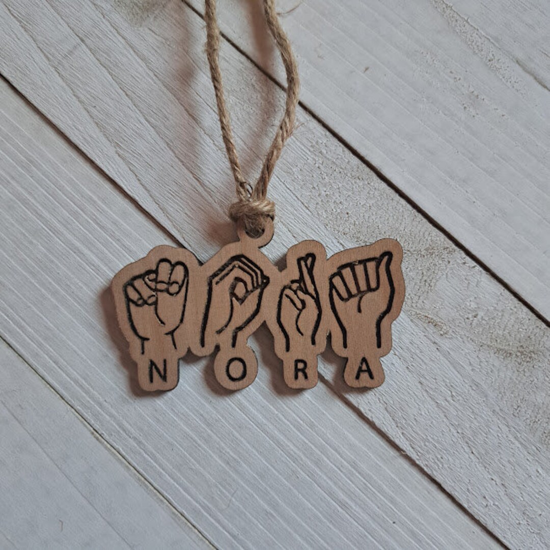ASL Name Ornament, Personalized Sign Language Bauble, Custom Wooden ...