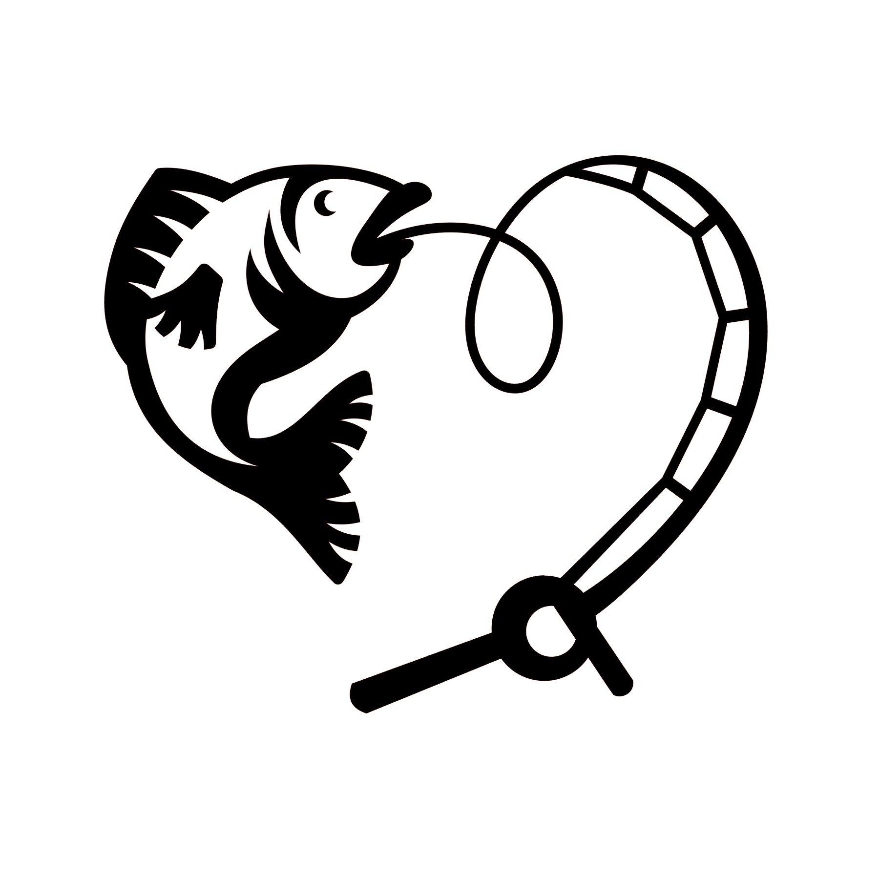 Fishing Hook Heart Decal