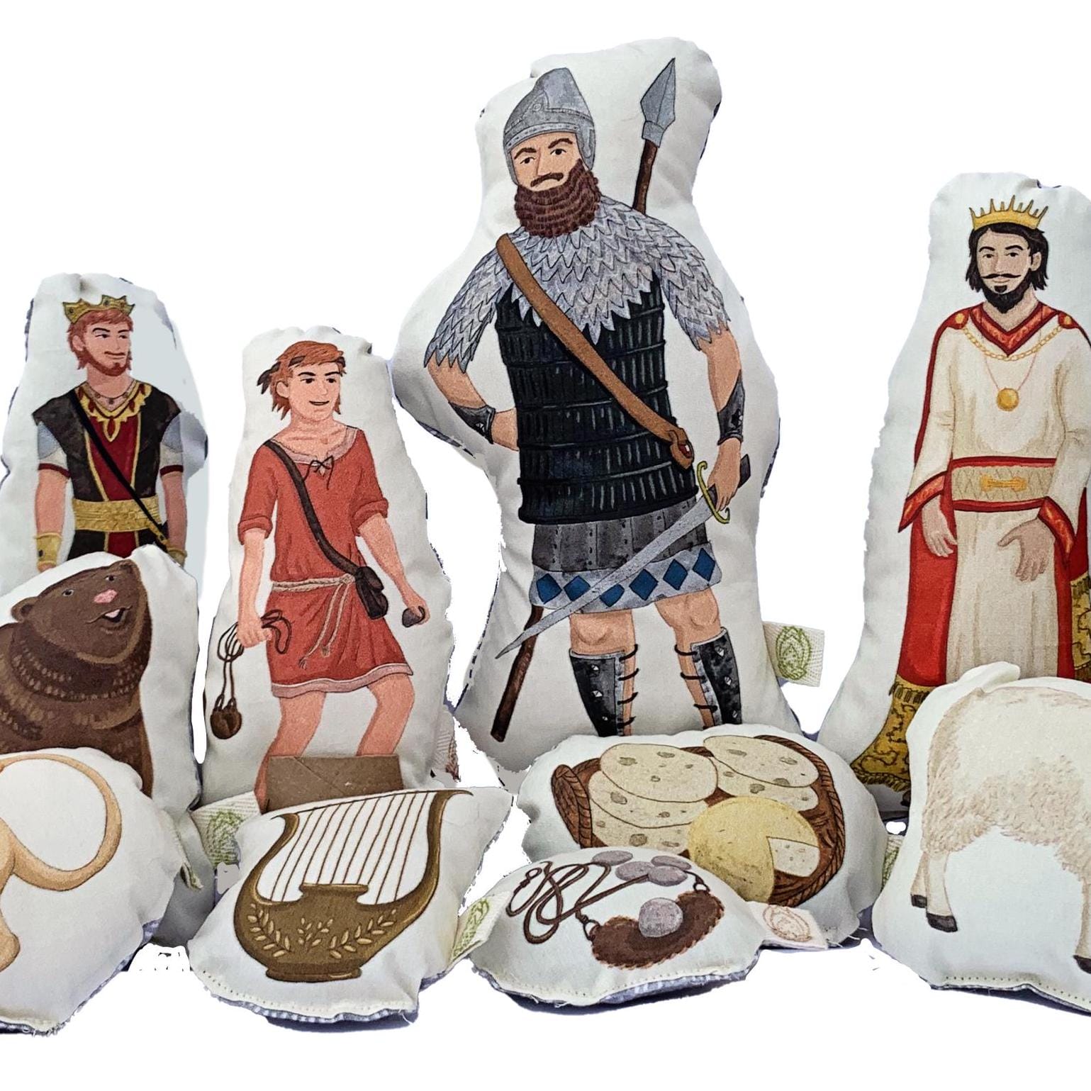 King David Bible Toy Set - 2 Davids, Sheep, Lion, Bear, Harp, Sling ...