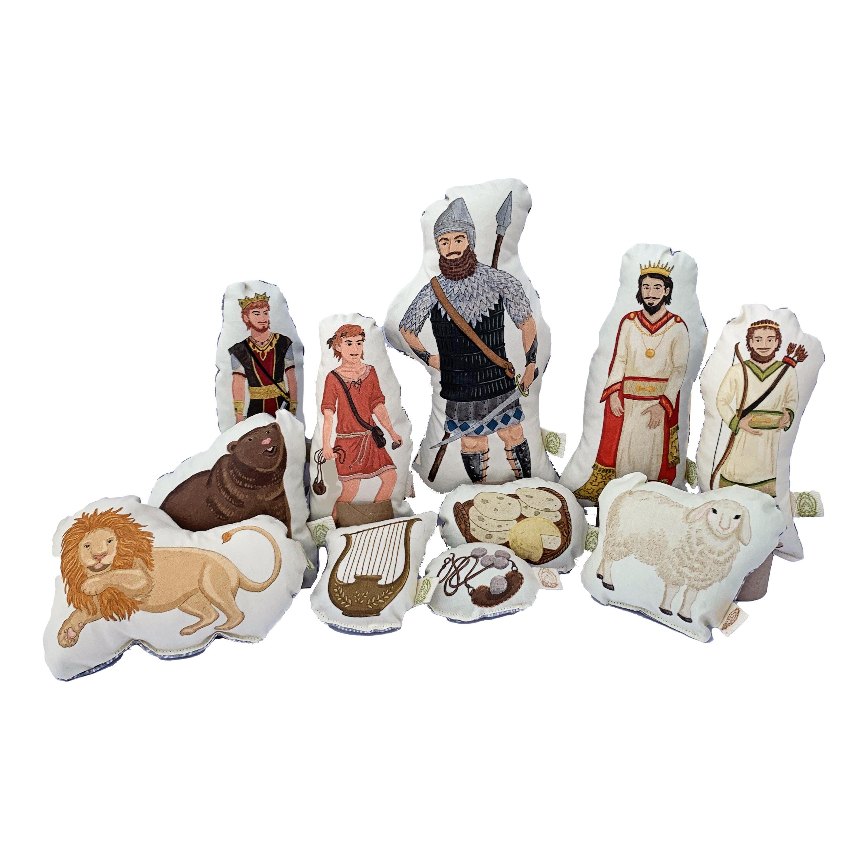 King David Bible Toy Set - 2 Davids, Sheep, Lion, Bear, Harp, Sling ...