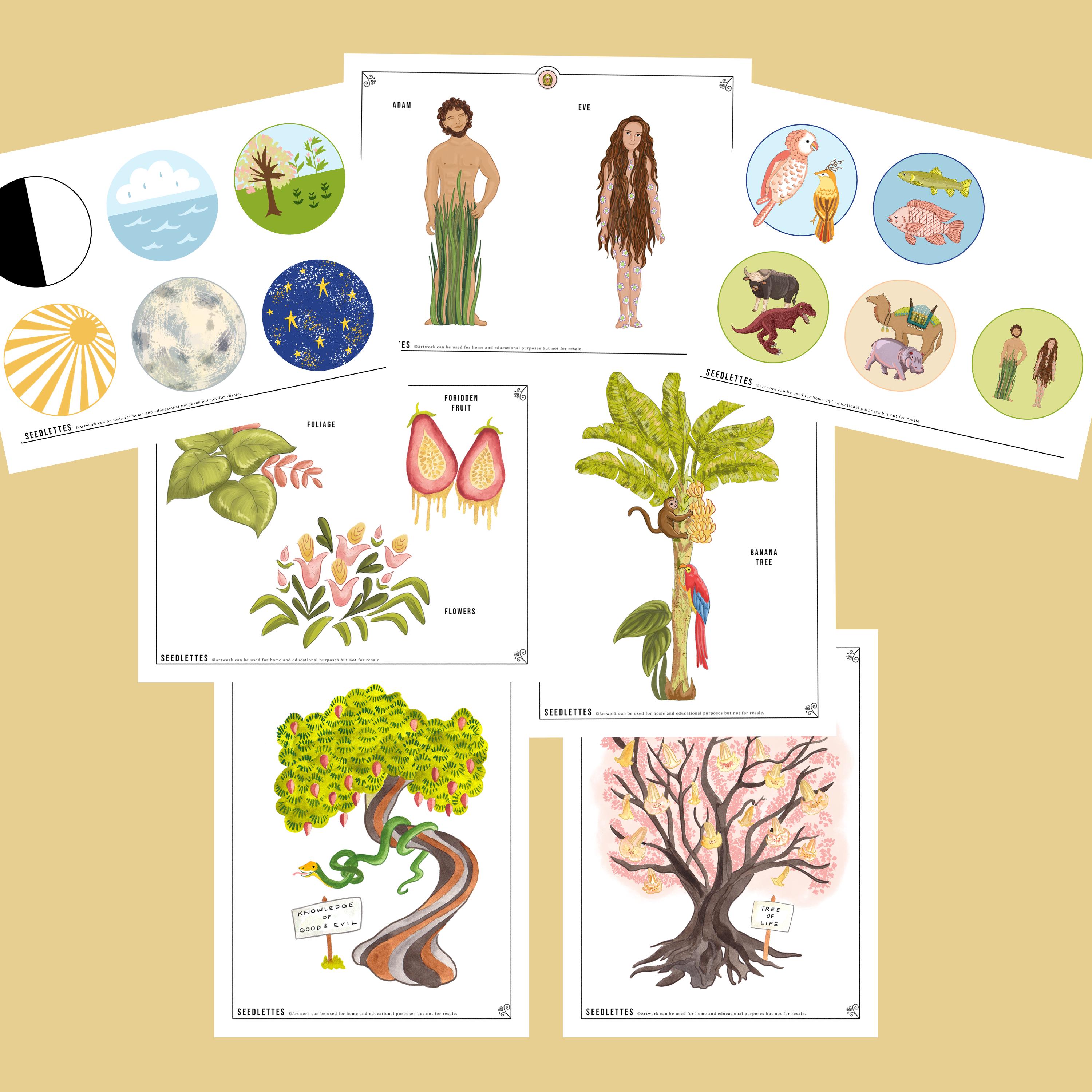 Adam & Eve Creation Bible Story Printables Set - Etsy