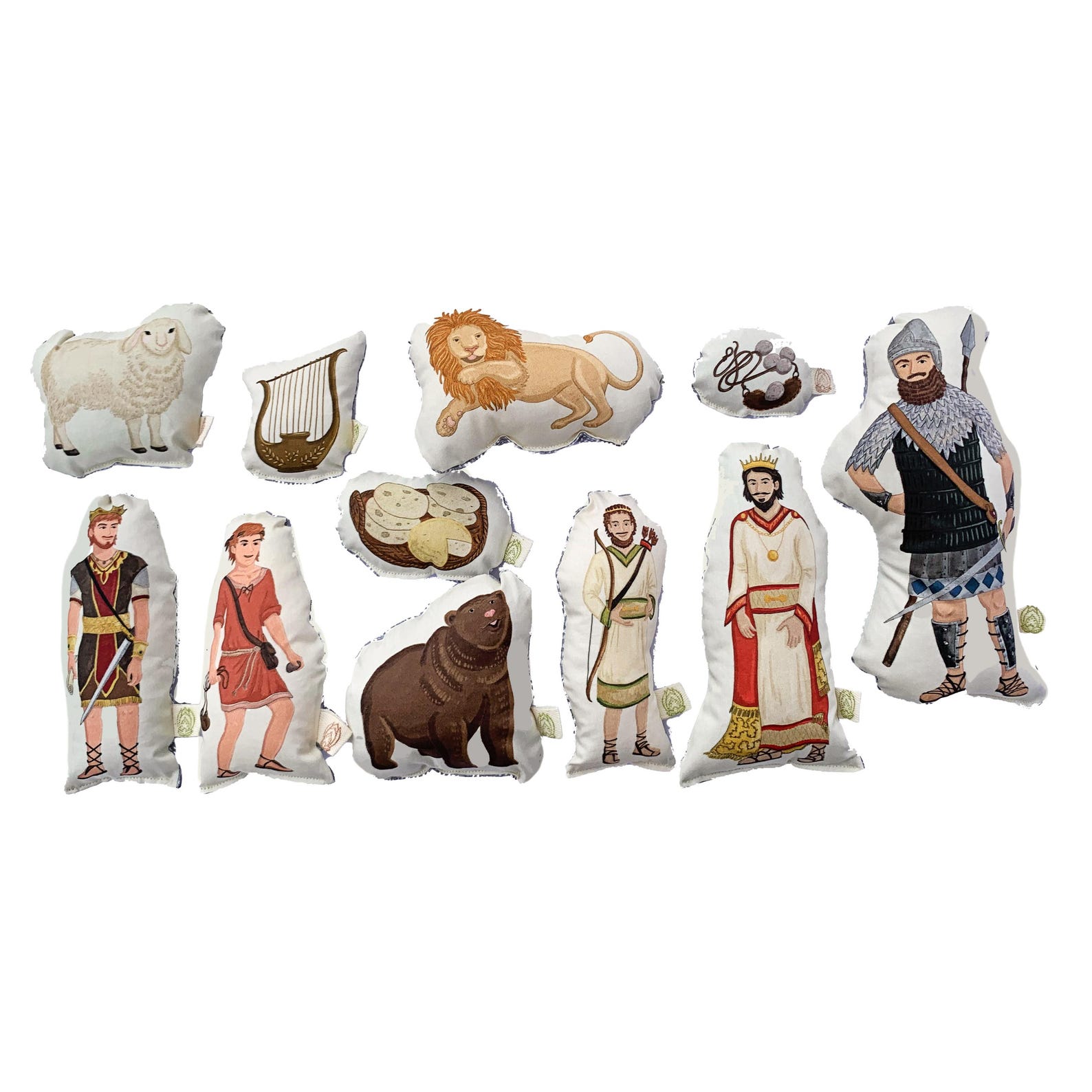 King David Bible Toy Set - 2 Davids, Sheep, Lion, Bear, Harp, Sling ...