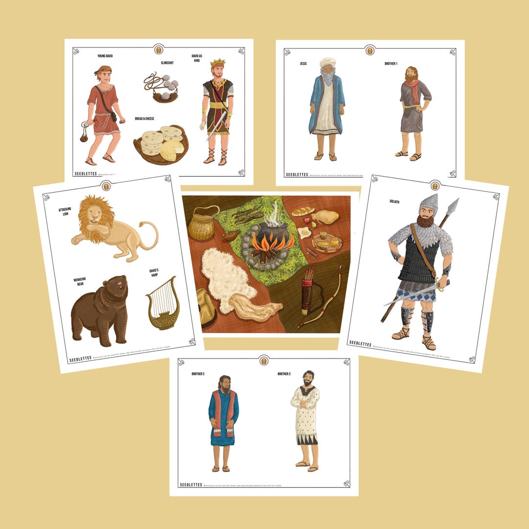 King David Bible Story Printables Set - Etsy