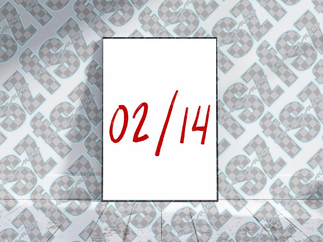 02/14 Date Valentines Day Drawing Digital Download Poster - Etsy