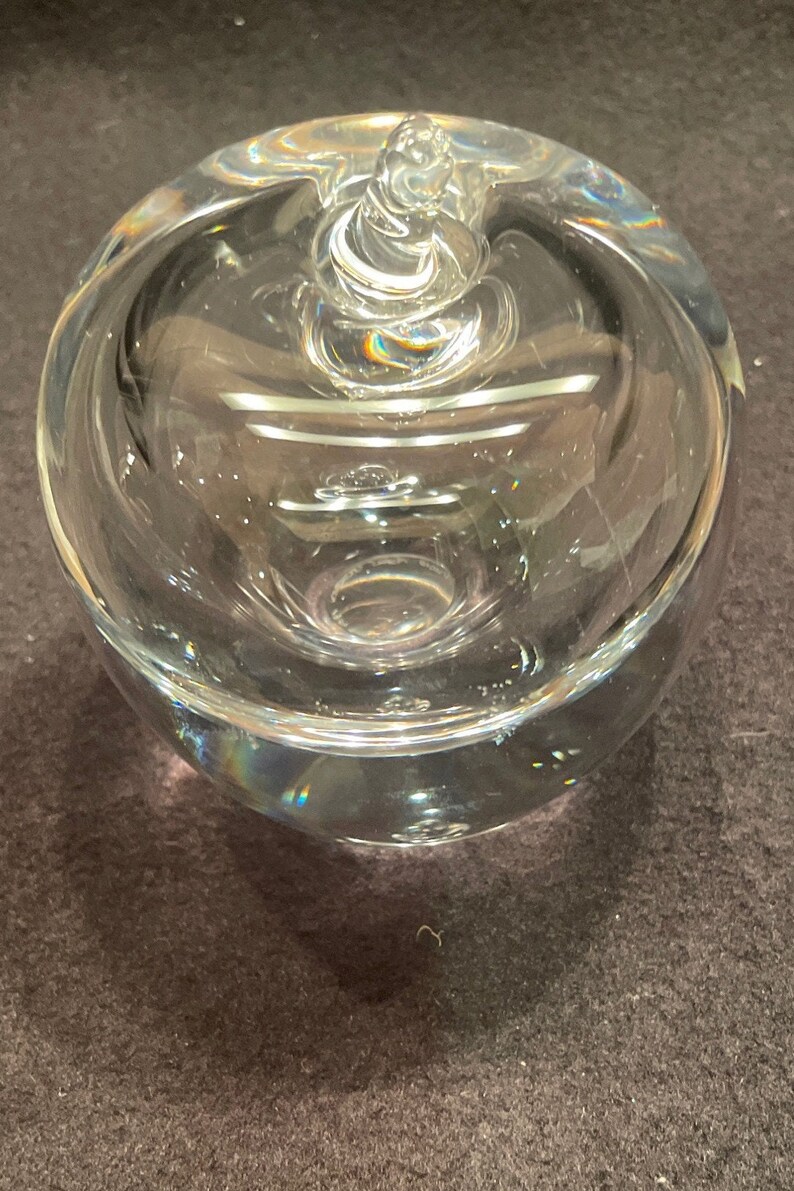 Vintage Studio Ahus Sweden 1984 Clear Glass Apple Paperweight - Etsy
