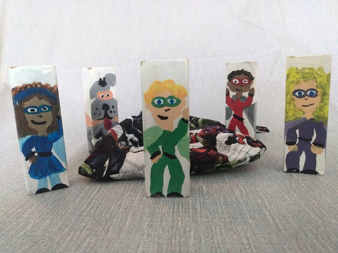 Superhero Blocks, Wooden Handpainted Toy Figurines - Etsy