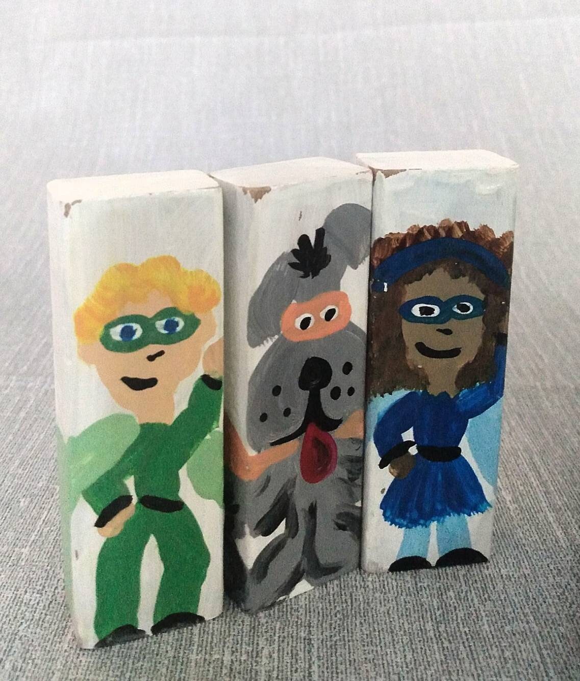 Superhero Blocks, Wooden Handpainted Toy Figurines - Etsy