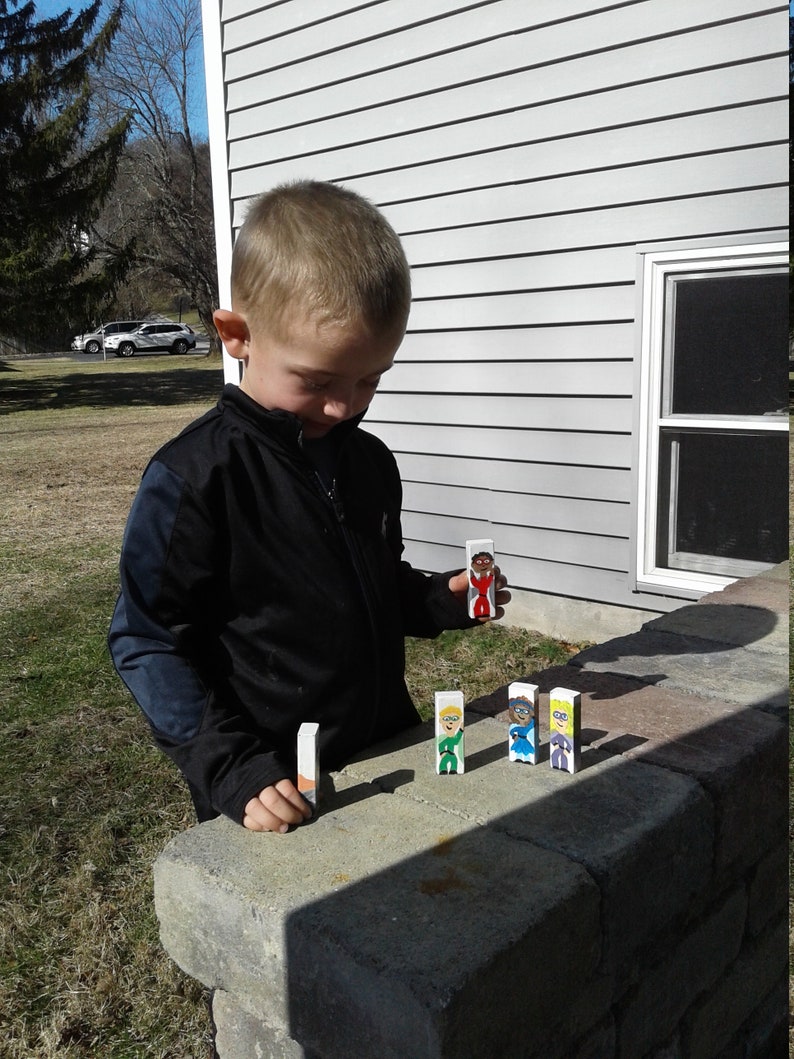 Superhero Blocks, Wooden Handpainted Toy Figurines - Etsy
