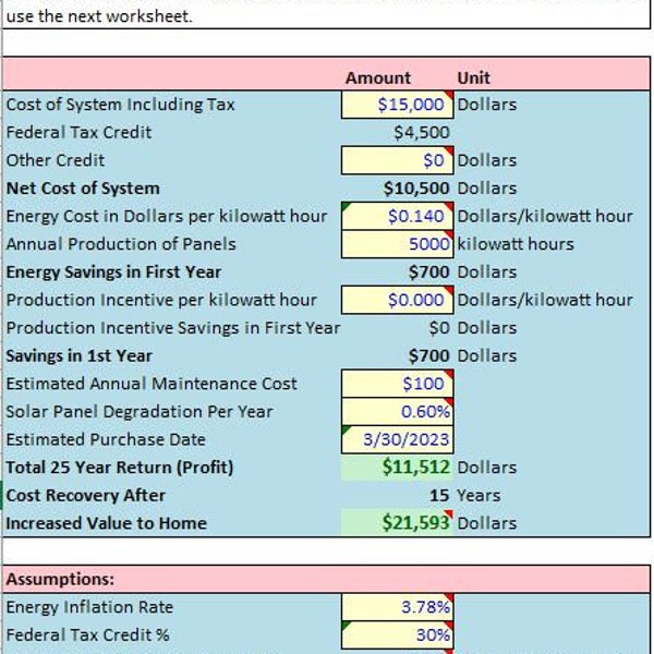 Total Cost Excel Template Etsy