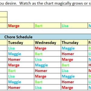 Daily Chore Rotation Excel Template - Etsy