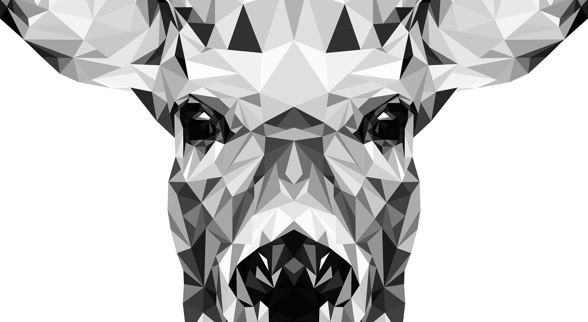 Deer Buck Low Poly Triangle Art Poster Print in Black and White - Etsy
