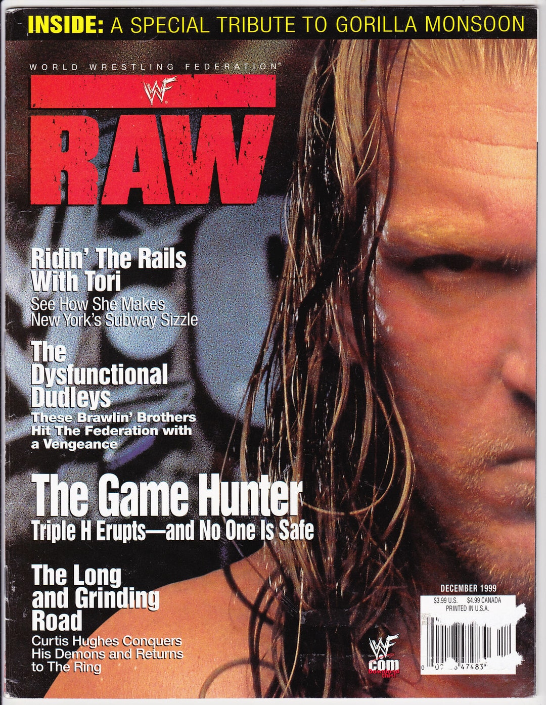WWF Raw Magazine December 1999 Wrestling Triple H Gorilla - Etsy