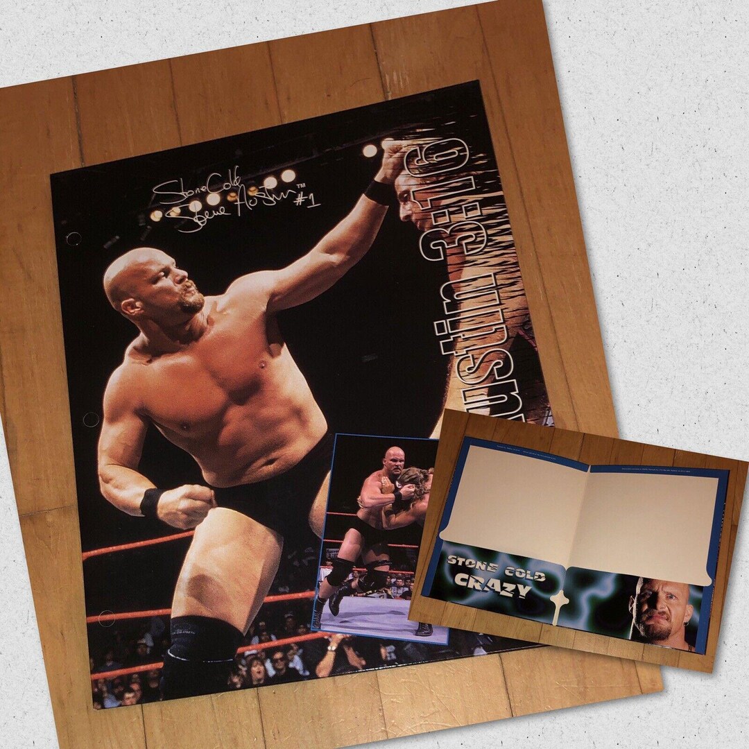 WWF Wrestling Stone Cold Steve Austin 316 2-pocket Folder 1998 WWE ...