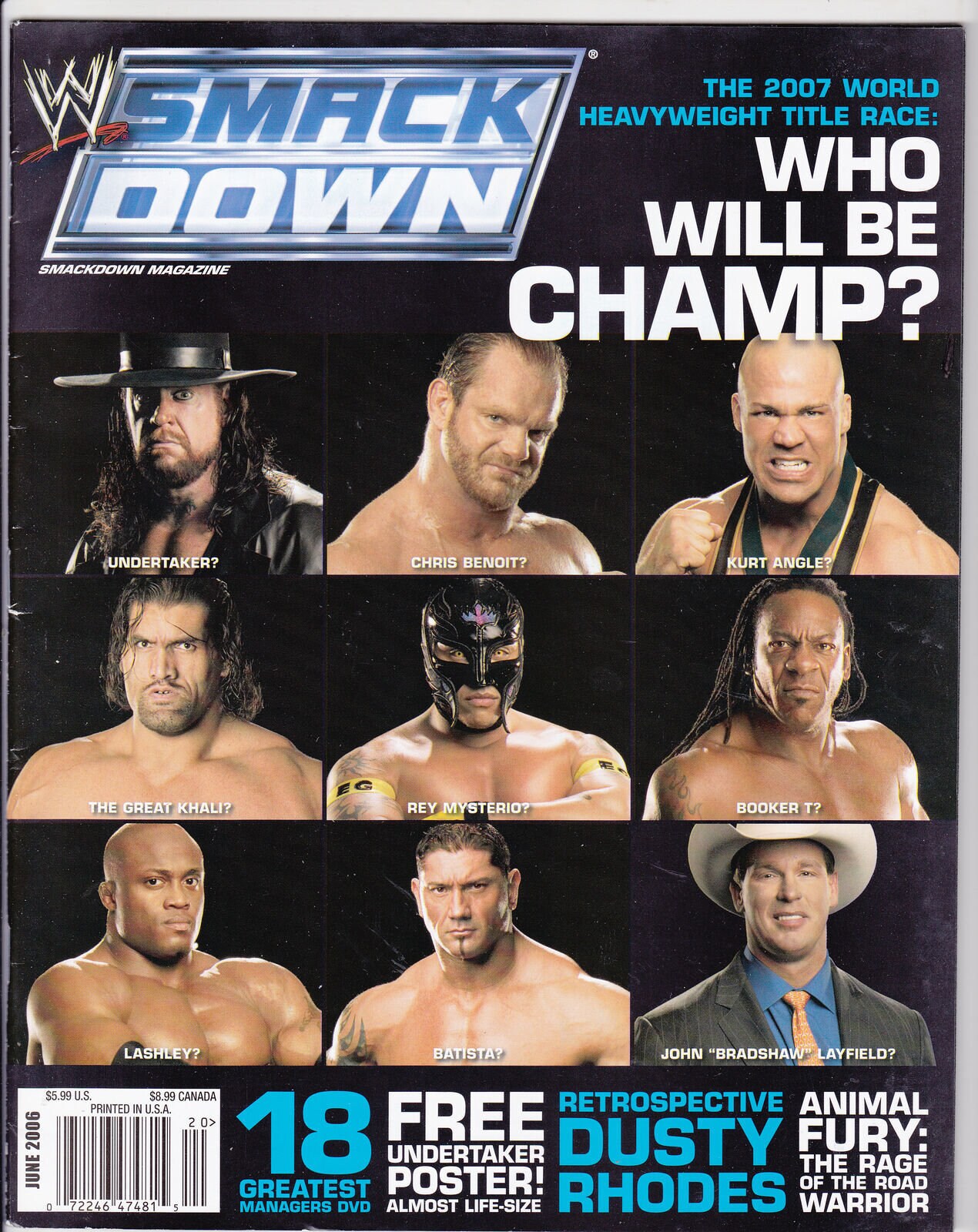 WWE Smackdown Magazine June 2006 Wrestling Undertaker Chris - Etsy