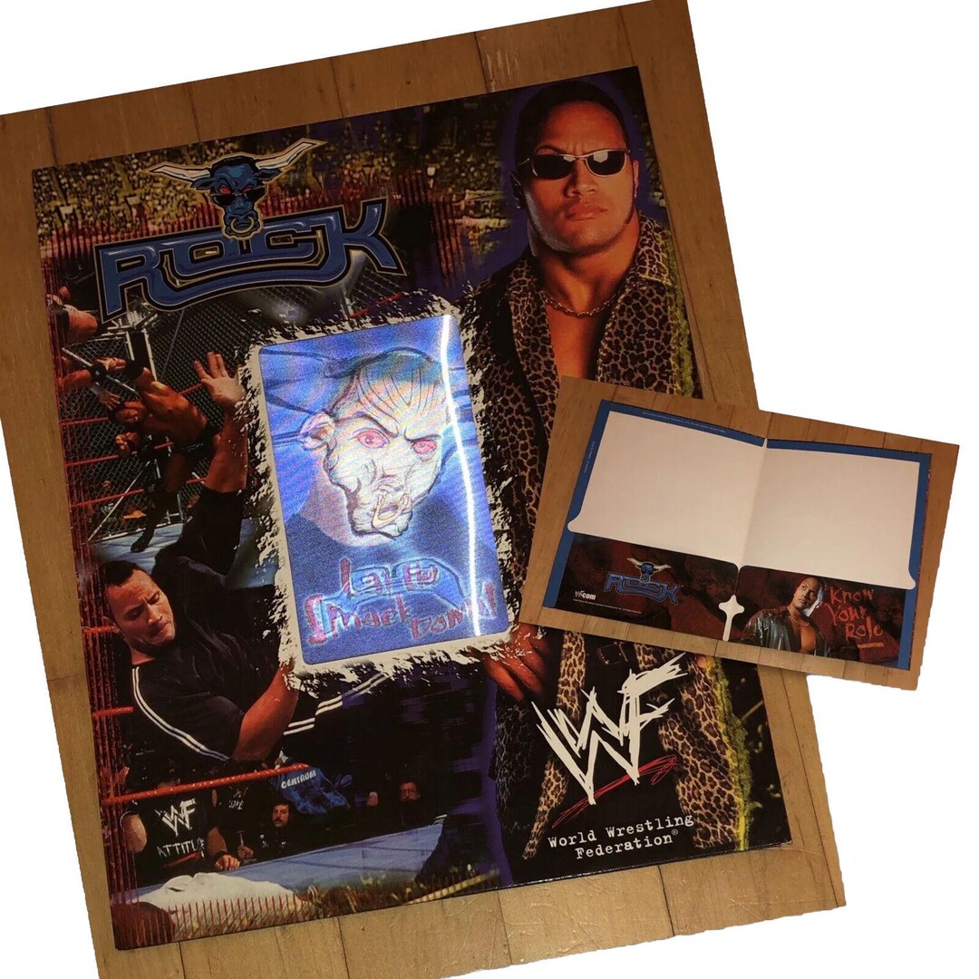 WWF Wrestling the Rock Dwayne Johnson 2-pocket Folder 3-ring 2000 WWE ...