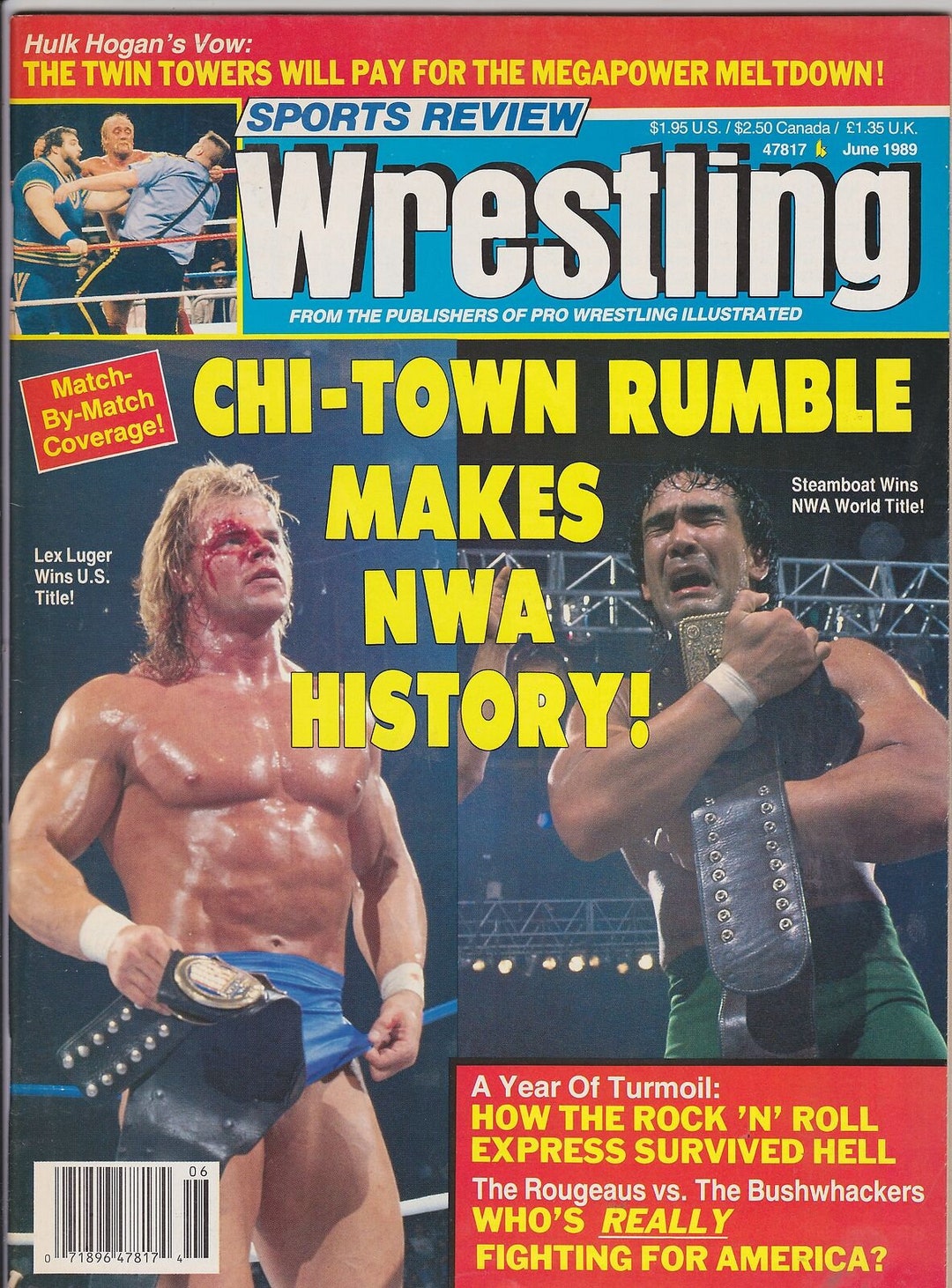 Sports Review Wrestling June 1989 NWA Chi-town Rumble Lex Luger Rick ...