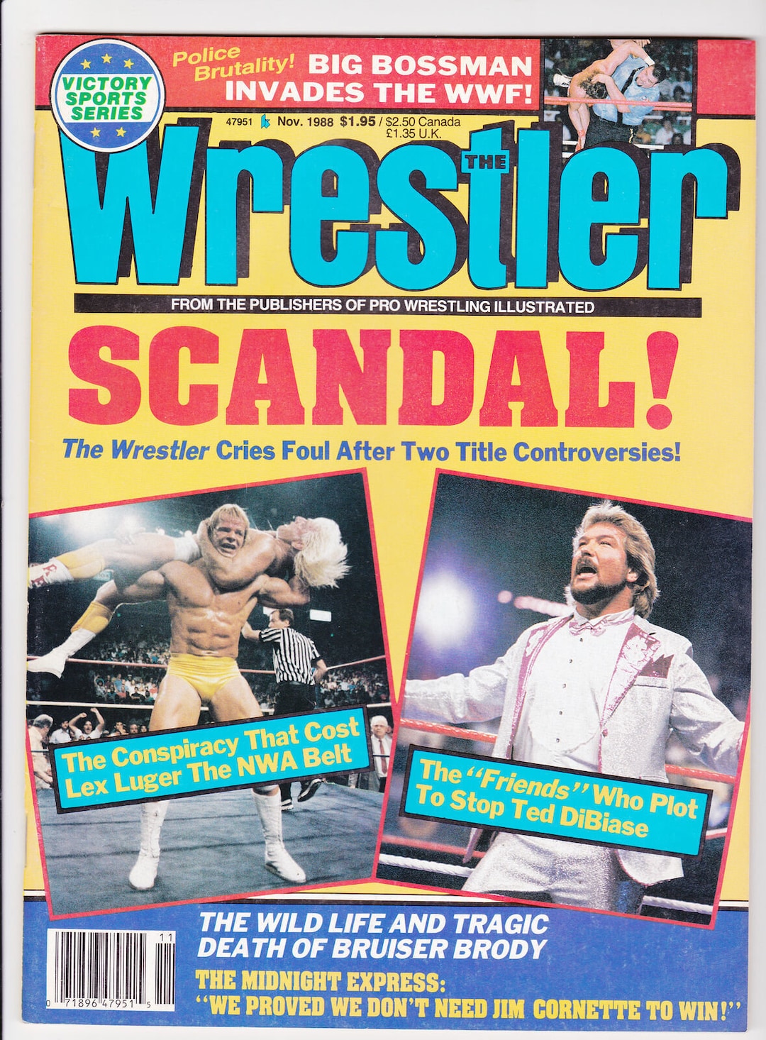 The Wrestler Magazine November 1988 Wrestling Lex Luger Ted Dibiase WWF ...