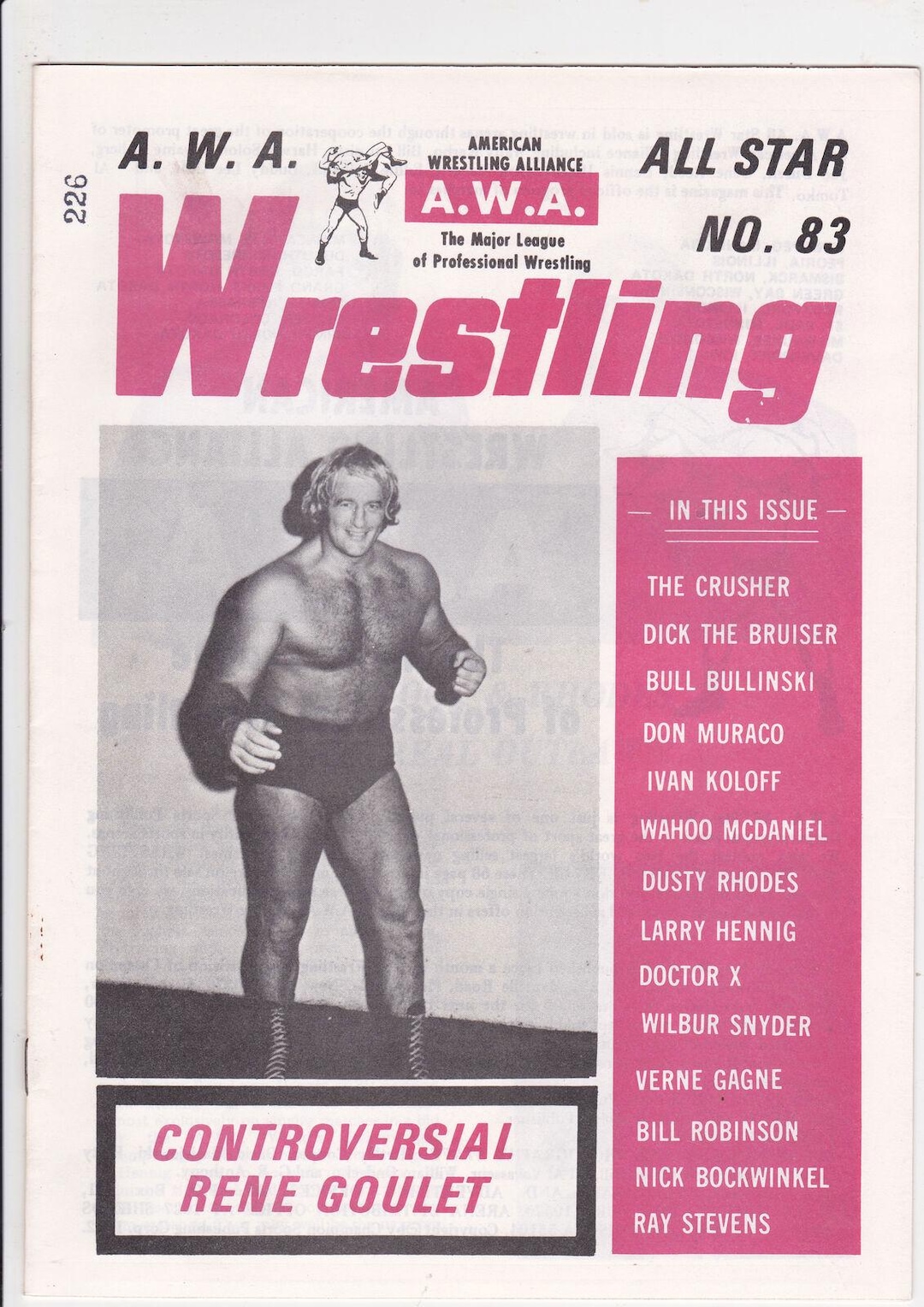 Vintage AWA Wrestling Program Match Card Rene Goulet 1972 Denver ...