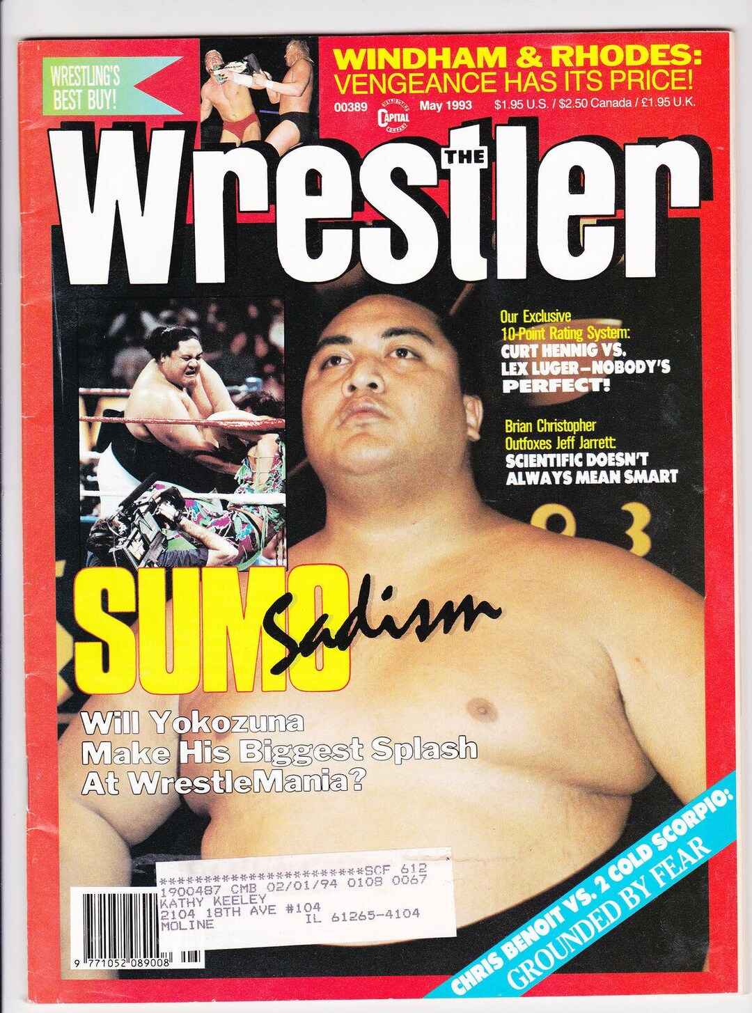 The Wrestler Magazine May 1993 Yokozuna Barry Windham Brian Christopher WWF USWA - Etsy