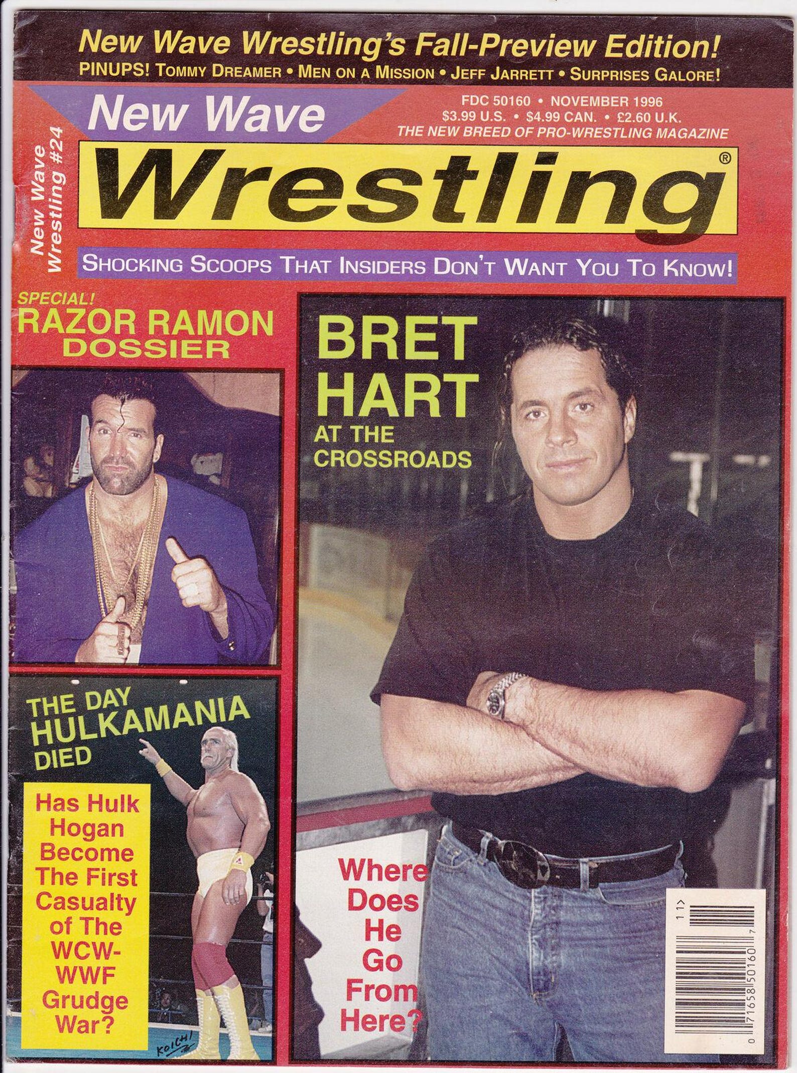 New Wave Wrestling November 1996 Bret Hart Razor Ramon Tommy Dreamer ...