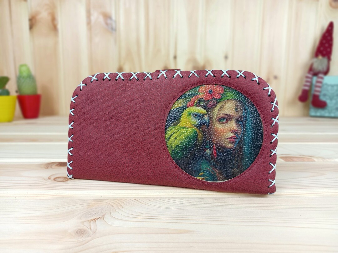 Large Women's Wallet | Handmade Vegan Pirate Girl Wallet | Colorful ...