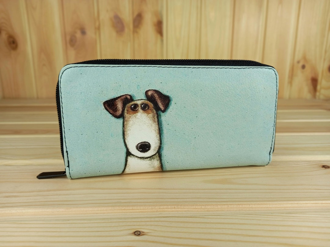 Ladies Faux Leather Wallet | Cute Dog Design | Abstract Art Purse ...