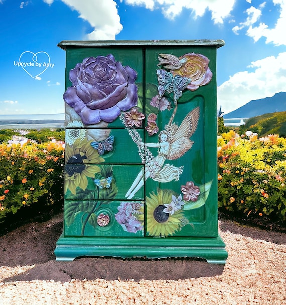Jewelry Armoire. Enchanted Fairy Garden Jewelry Box. Mystical Green Organizer Chest. Colorful Gift for Girls. Etsy