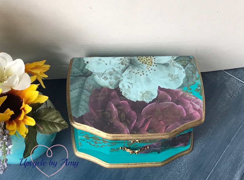 Jewelry Box. Boho Teal Jewelry Chest. Deep Turquoise and Gold Jewelry ...