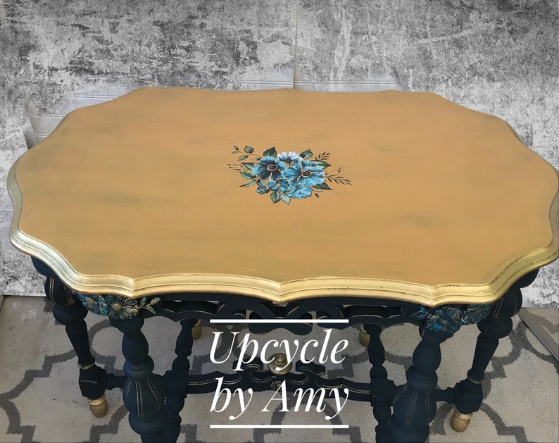 Entry Table. Vintage Baroque Console Table. Gilded Foyer Table. Blue ...