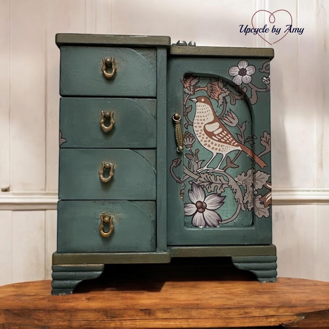 Jewelry Armoire. Whimsical Blue Bird Jewelry Box. Tabletop Accessory ...