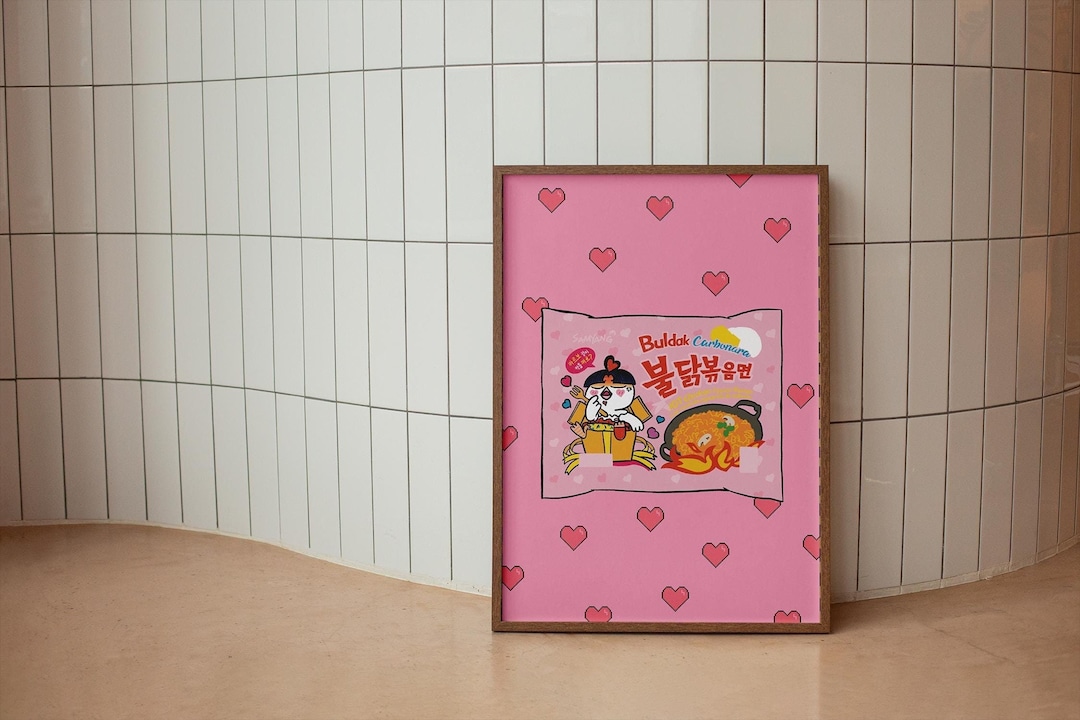Buldak Ramen Art Print Hand Drawn Print Ramen Noodle Lover, Ramen ...