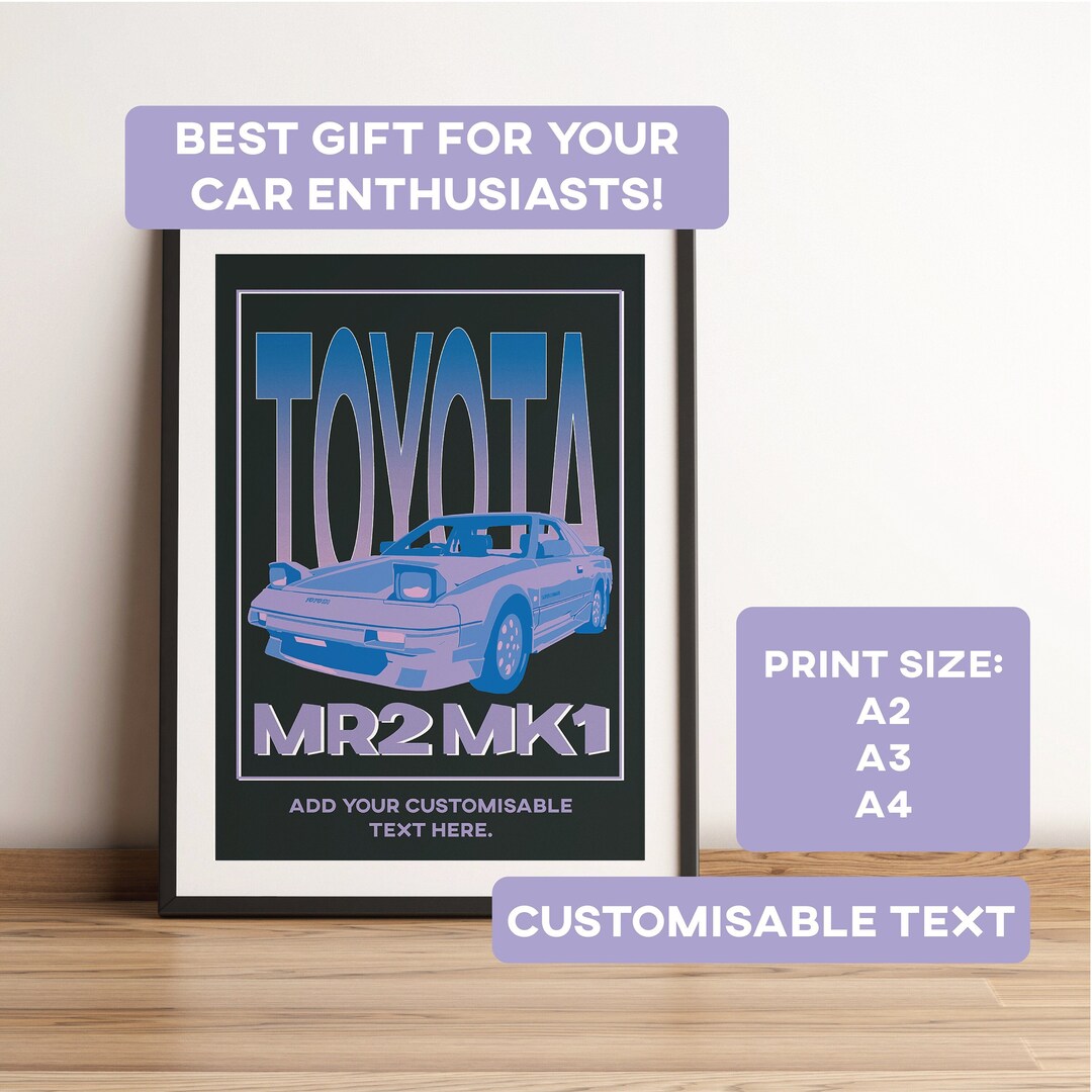 Toyota Mr2 Mk1 Car Art Print, Present for Car Lovers, Present for ...