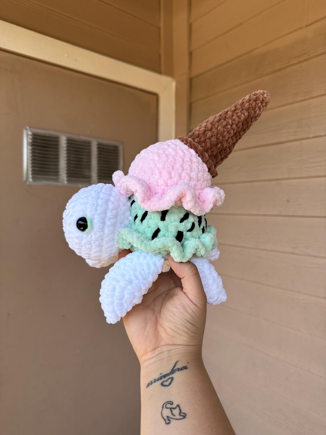 Ice Cream Cone Turtle Crochet Plushie - Etsy