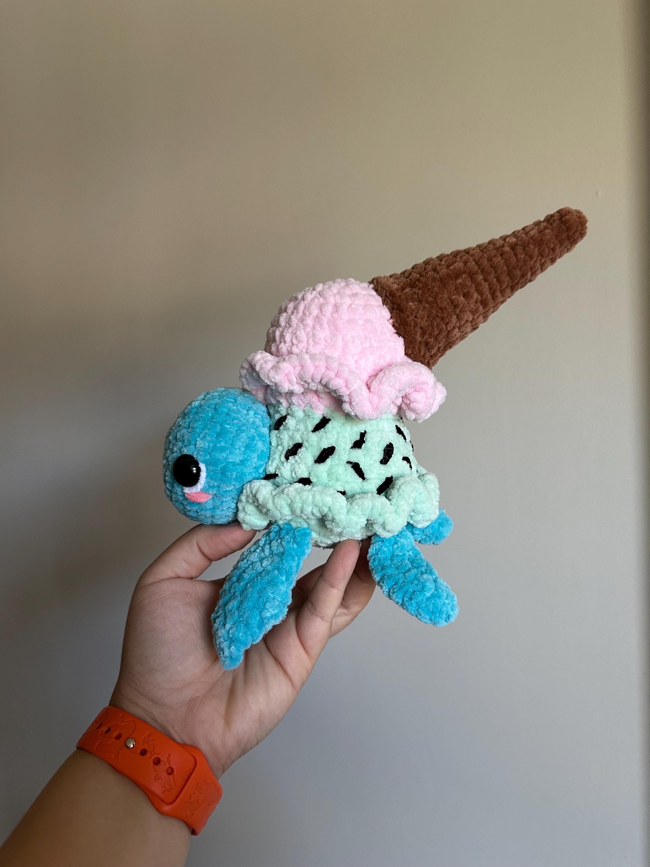 Ice Cream Cone Turtle Crochet Plushie - Etsy