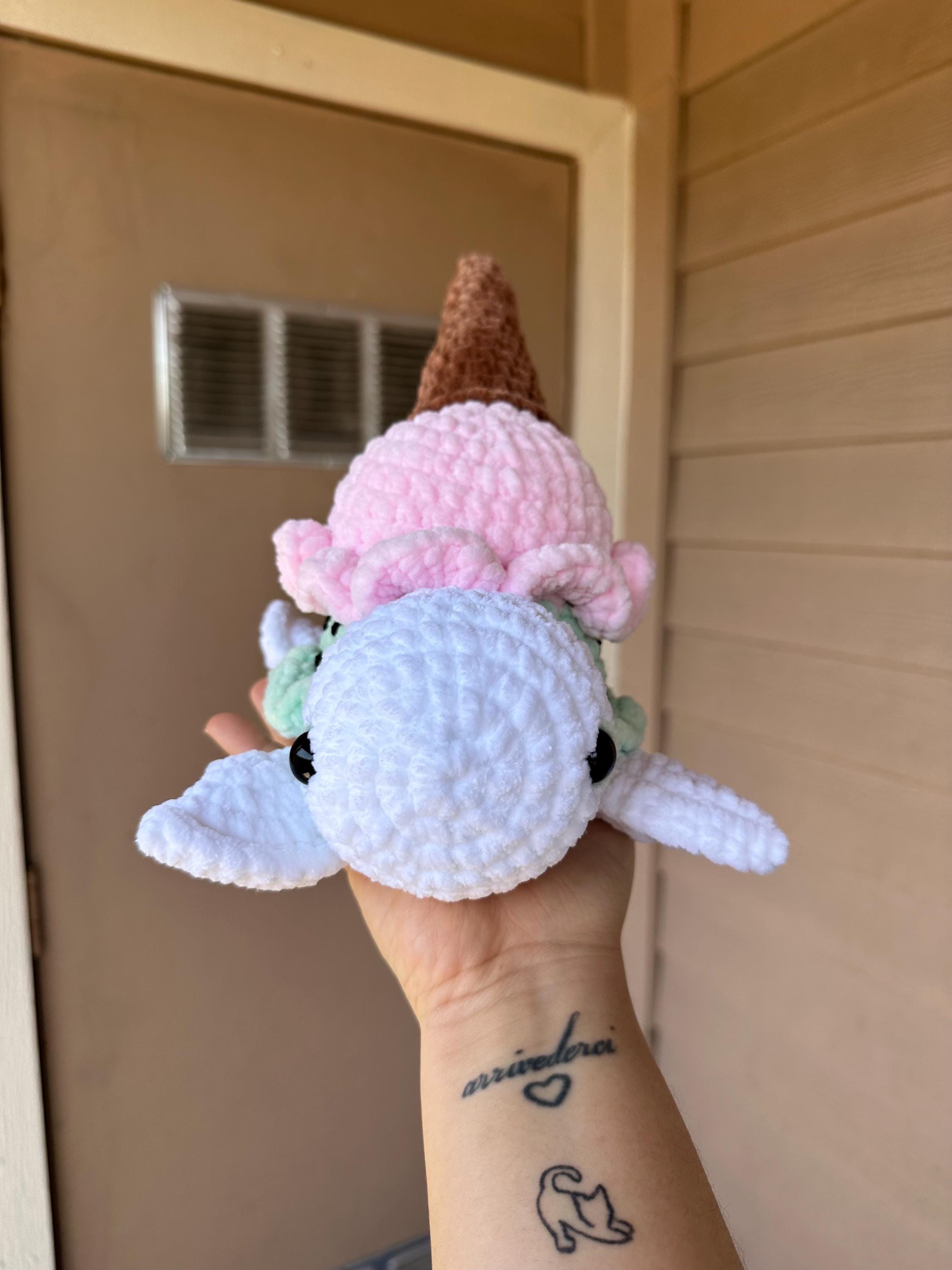 Ice Cream Cone Turtle Crochet Plushie - Etsy