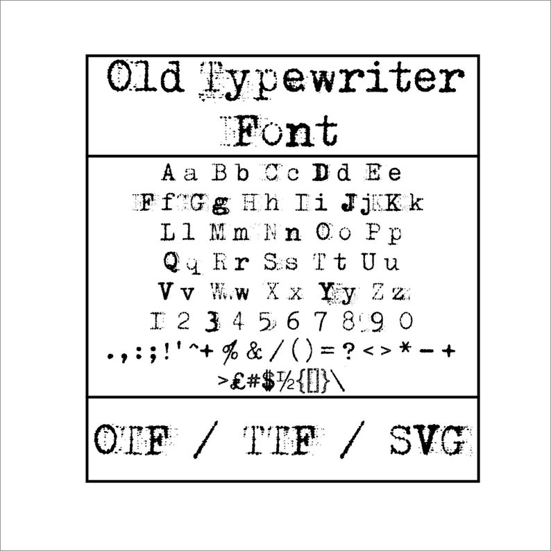 Old Typewriter Font Svg Otf Ttf Vintage Font Handwritten Fonts | Etsy Old Typewriter Font Svg Otf Ttf Vintage Font Handwritten Fonts | Etsy