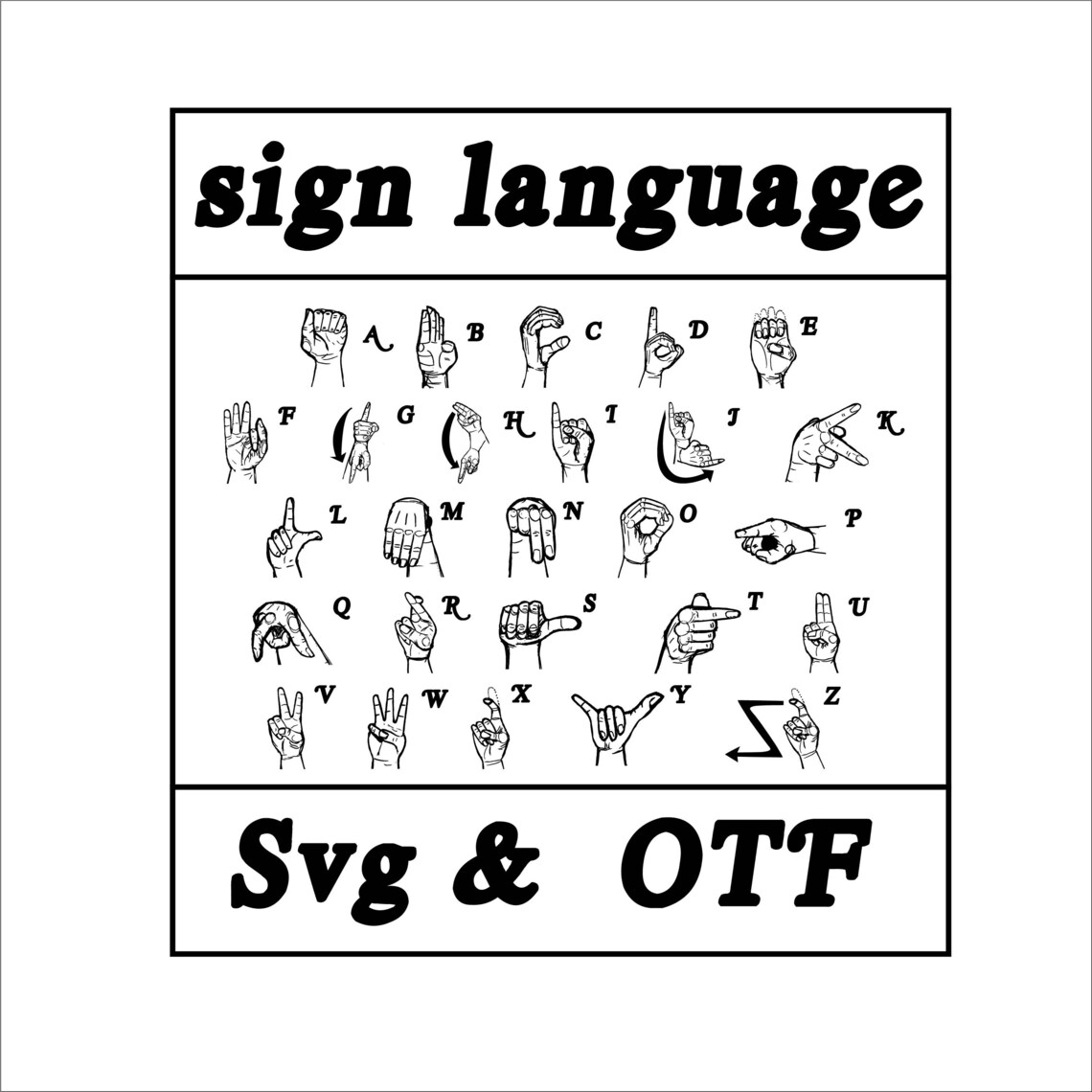 American Sign Language ASL Font Sign Language Font Asl Svg | Etsy