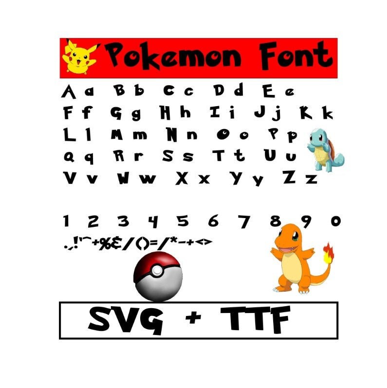 Pokemon Font Svg Pokemon TTF Alphabet Pokemon Ttf Pokemon | Etsy