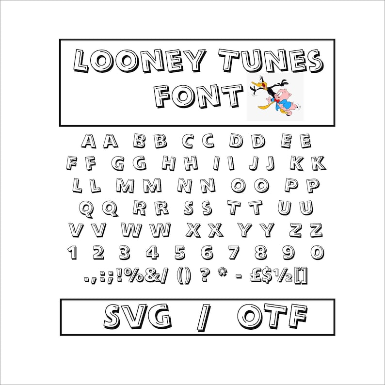Looney Tunes Font Svg Looney Tunes Alphabet Buggs Bunny Otf | Etsy