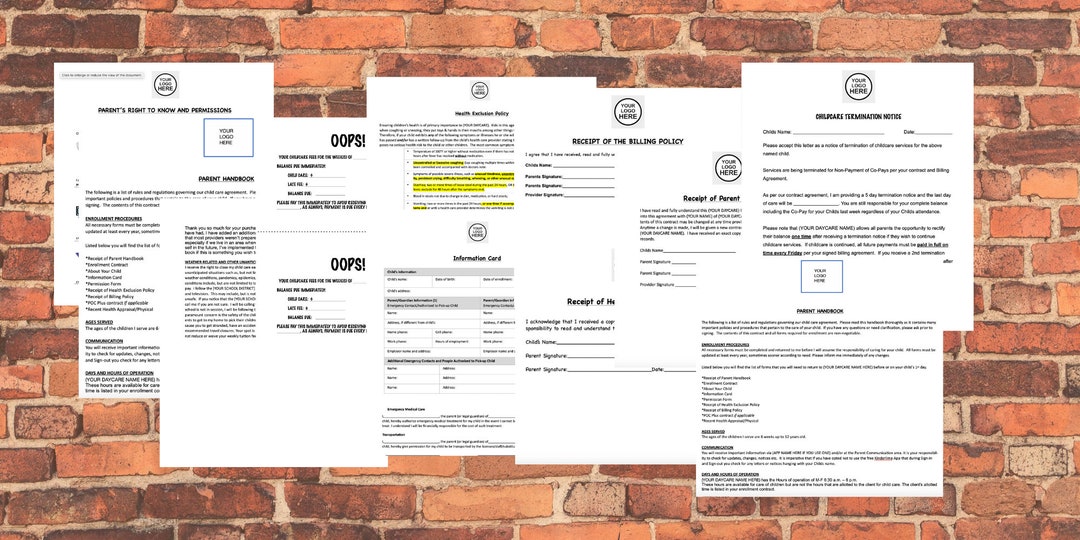 Ultimate Editable Daycare Registration Packet | State Approved Parent ...