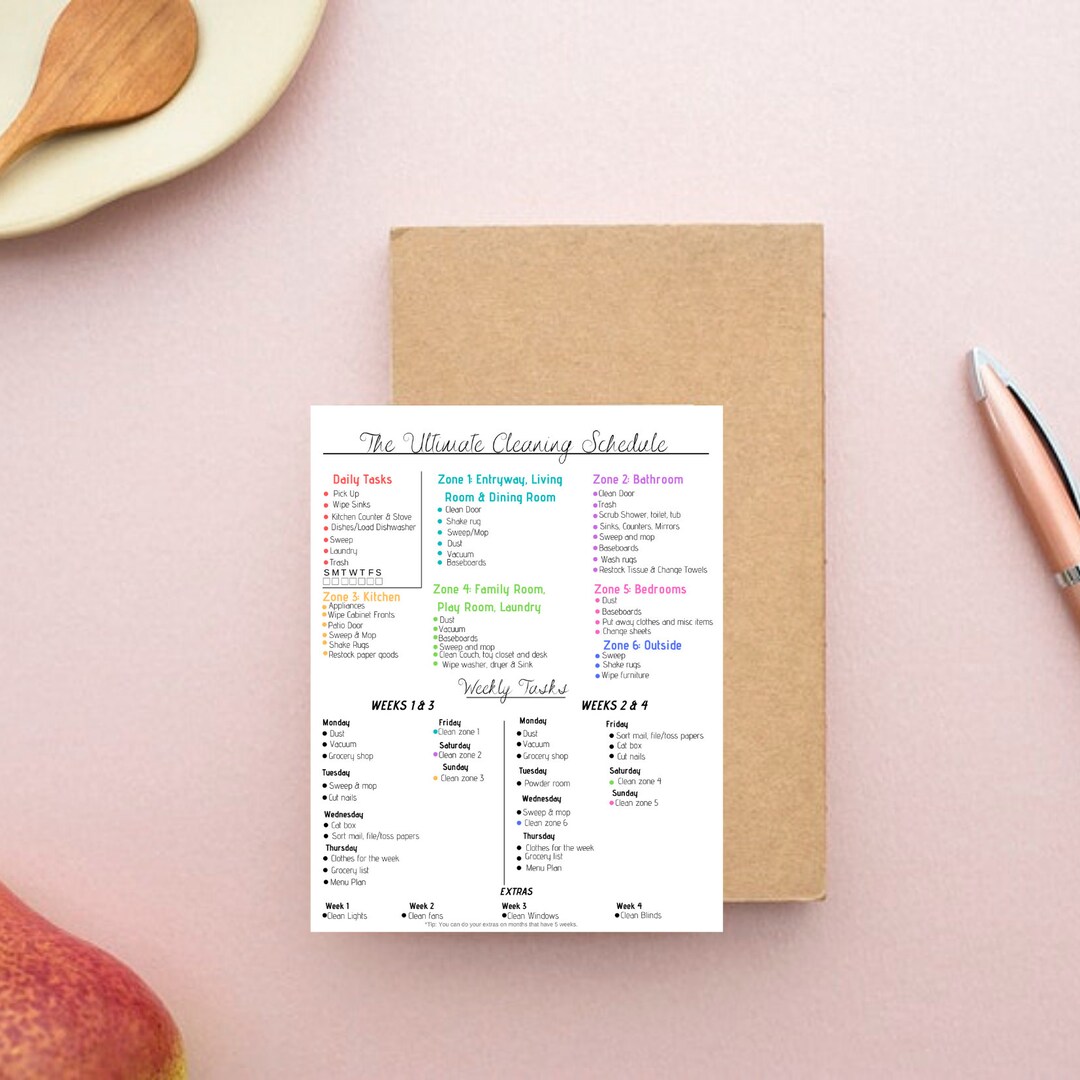 The Ultimate Weekly Cleaning Schedule, Fully Editable Monthly Cleaning ...