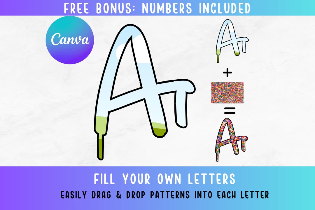 Ice Cream Melt Canva Letter Frames | Canva Frame Template | Doodle ...