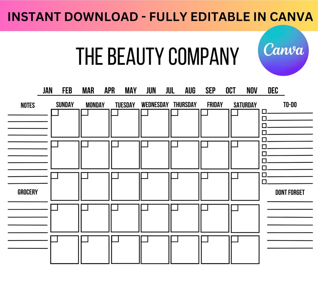 Wall Calendar Svg Monthly Calendar Svg Dry Erase Board Digital Svg File ...