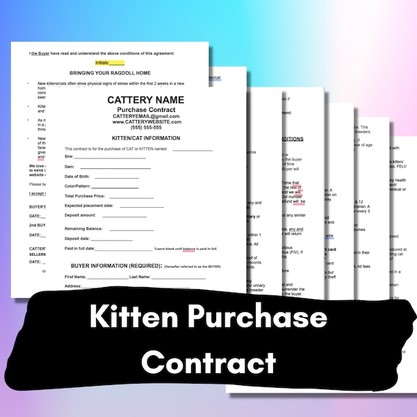Kitten Breeder Contracts - Etsy