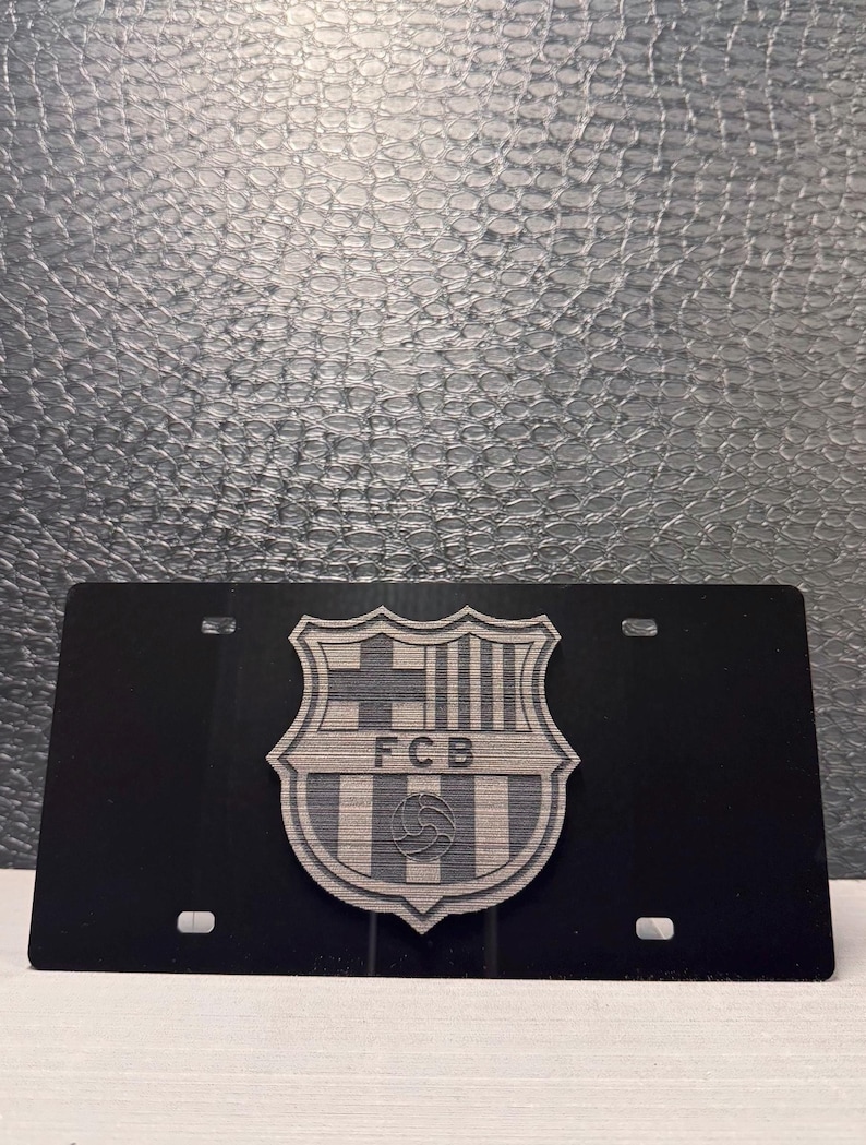 Barça FC Barcelona 3D License Plate: Black Acrylic Soccer Fan Car Tag ...