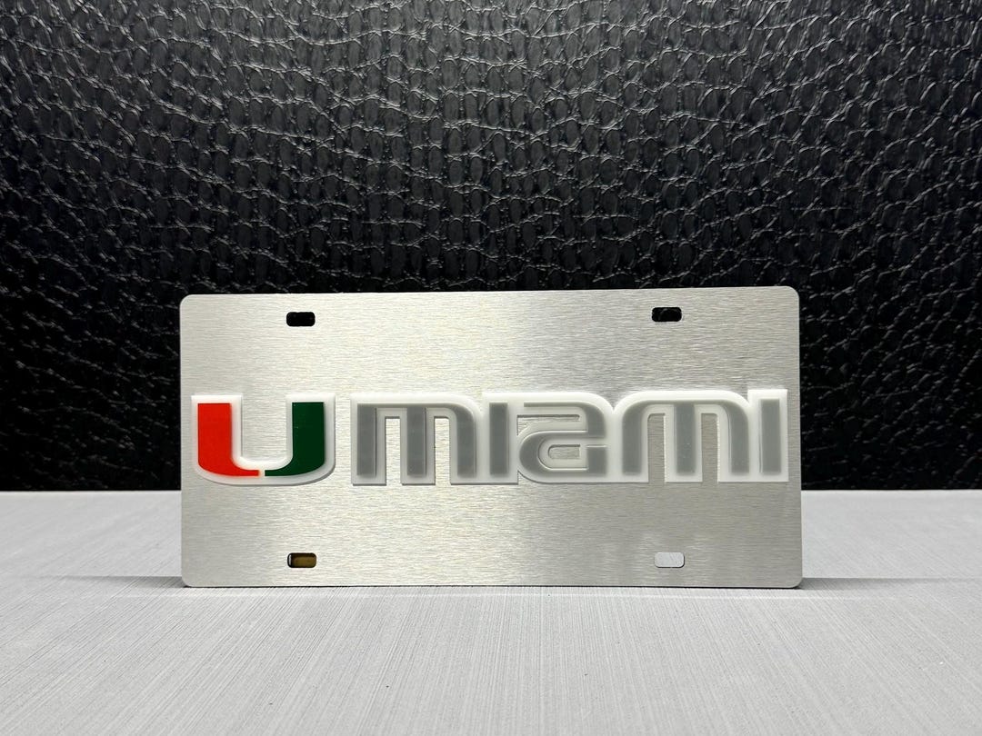 Miami Hurricanes 3D Vanity License Plate Car Tag Football Fan NFL UM ...