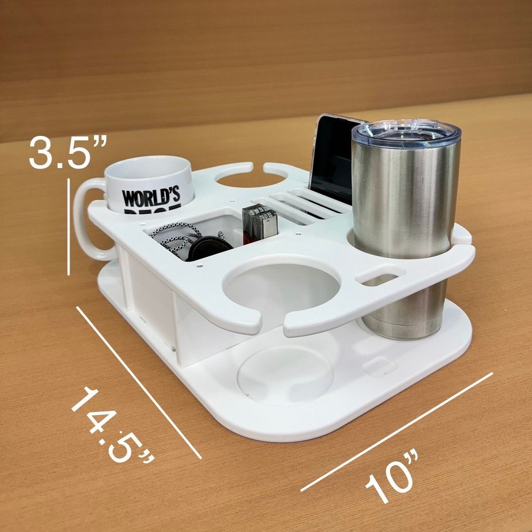 Polymer Cup Holder Phone Holder With Cubby Storage Suction Cup Mounted ...