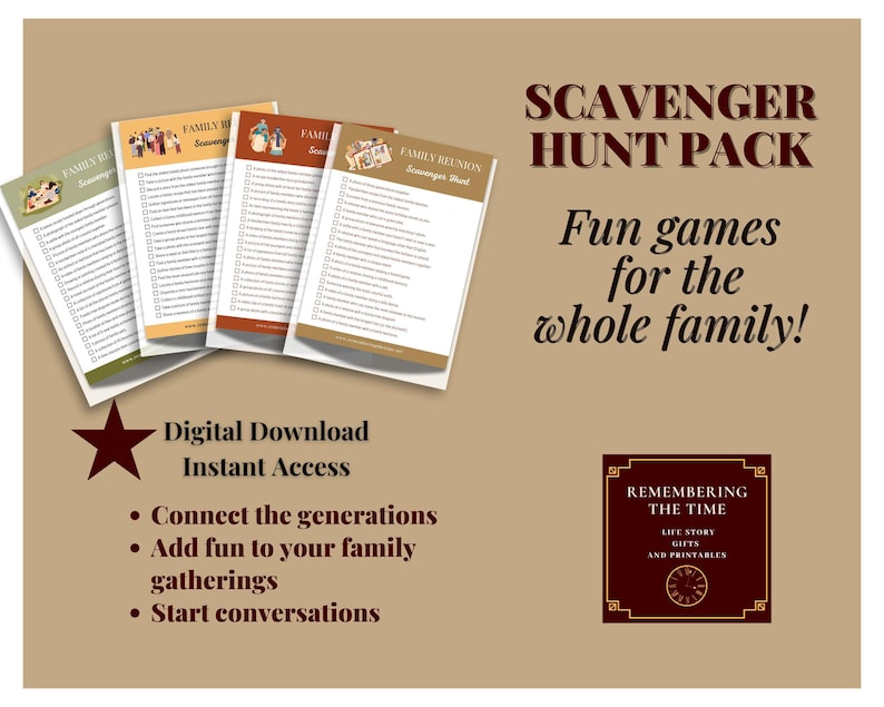 Family Reunion Game | Scavenger Hunt Multi-pack | Fun Family Activity ...