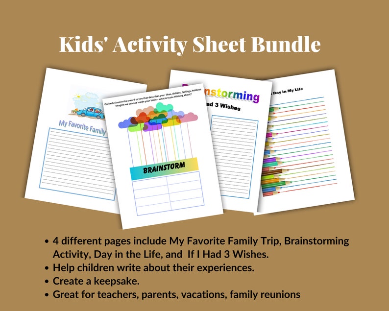 Kids' Activity Sheet Bundle - Etsy