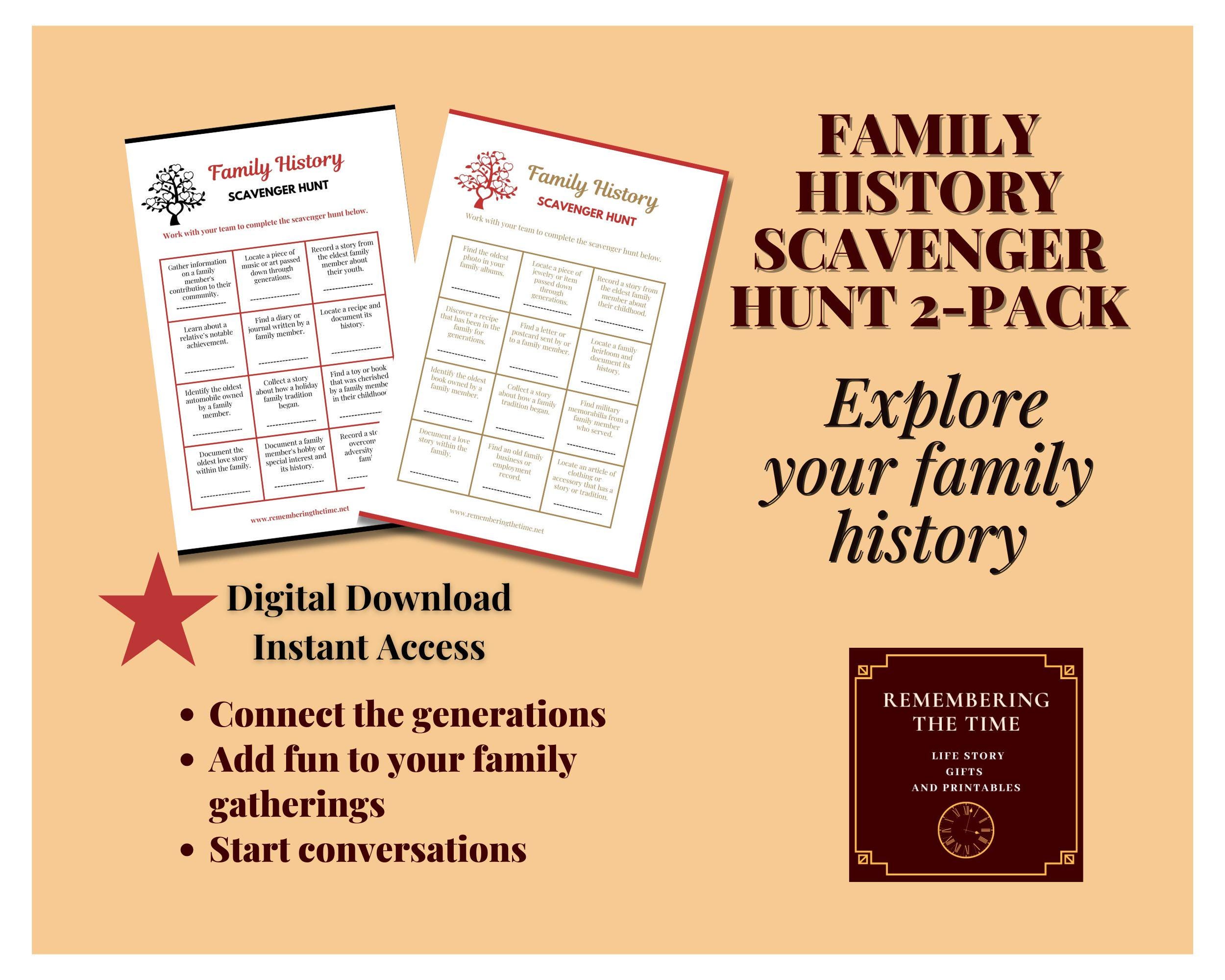 Family History Bingo Game | Scavenger Hunt for Families | Fun Family ...